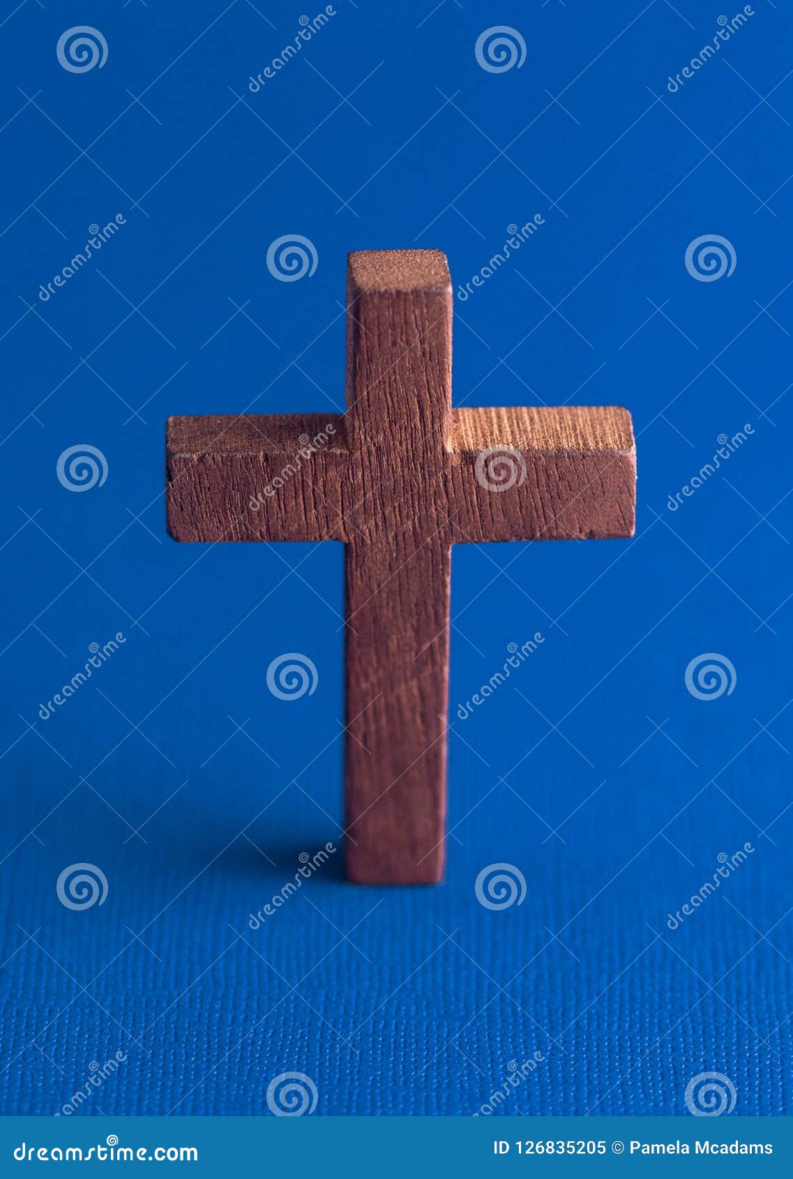 Simple Wooden Cross on a Blue Background Stock Image - Image of lent ...