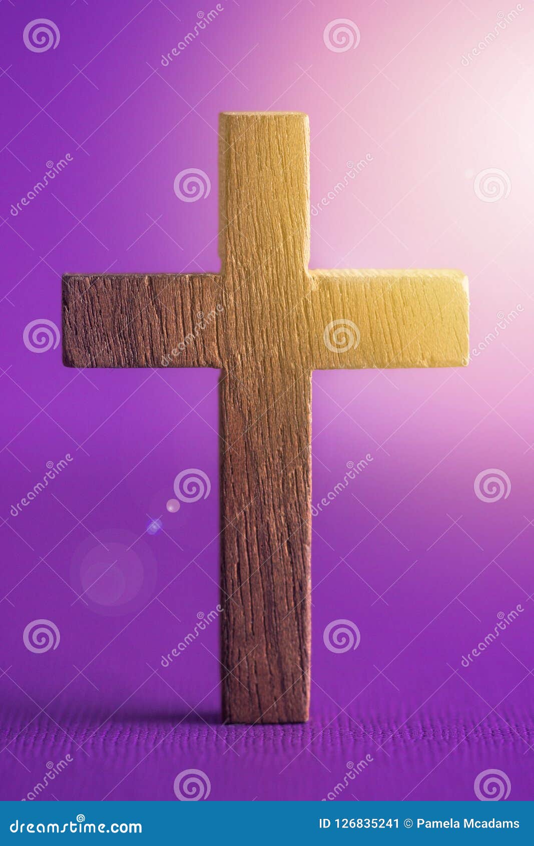 Simple Wooden Cross on a Purple Background Stock Image - Image of ...