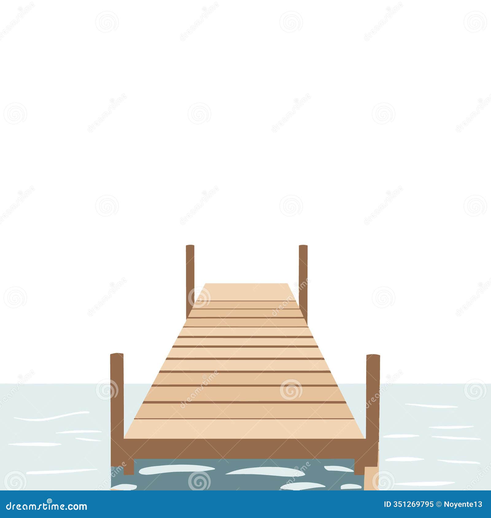 Simple Wooden Dock Extending into the Lake Vector Stock Illustration ...