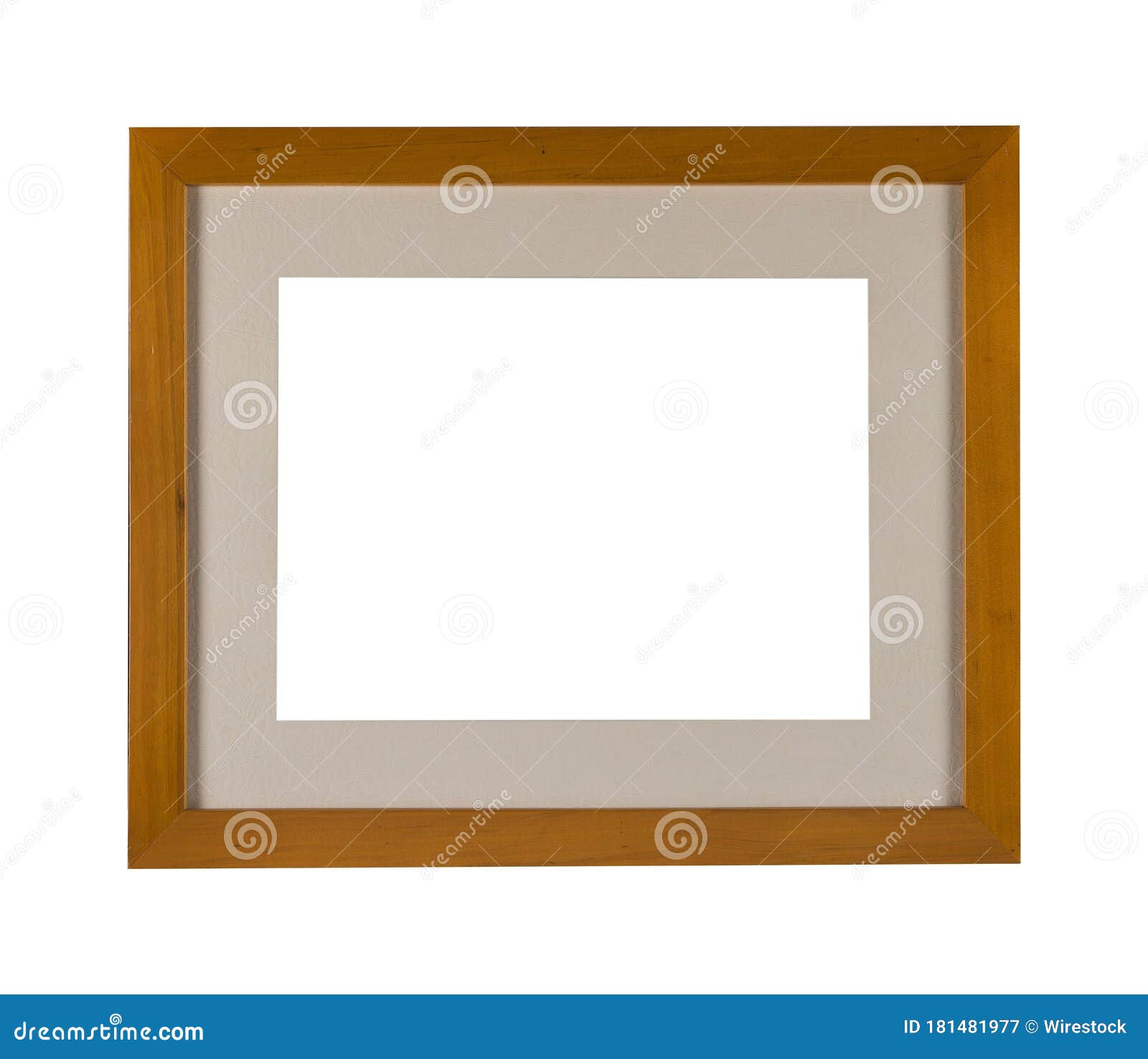 Simple Wooden Frame with Golden Borders Under the Lights Isolated on a ...