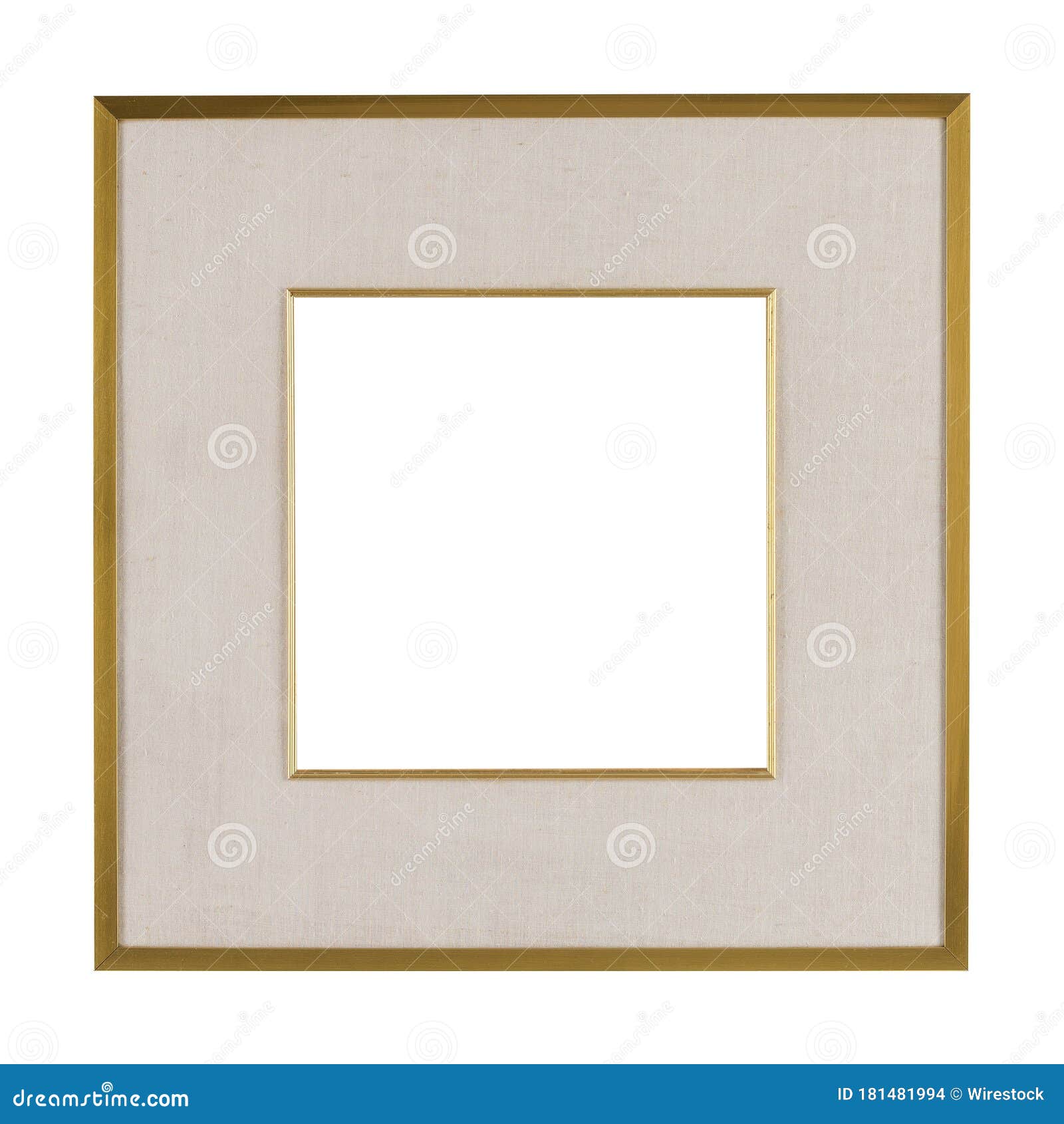 Simple Wooden Frame with Golden Borders Under the Lights Isolated on a ...
