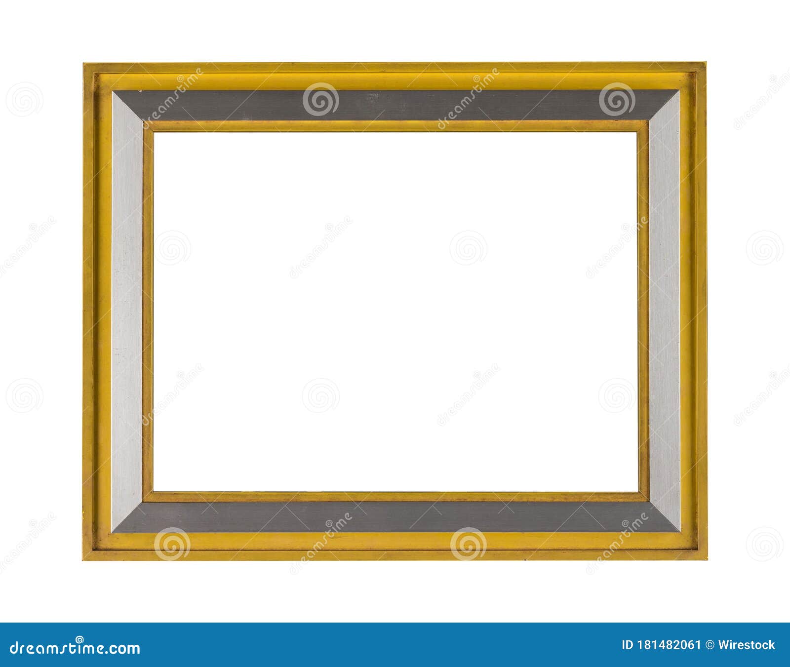 Simple Wooden Frame with Golden Borders Under the Lights Isolated on a ...