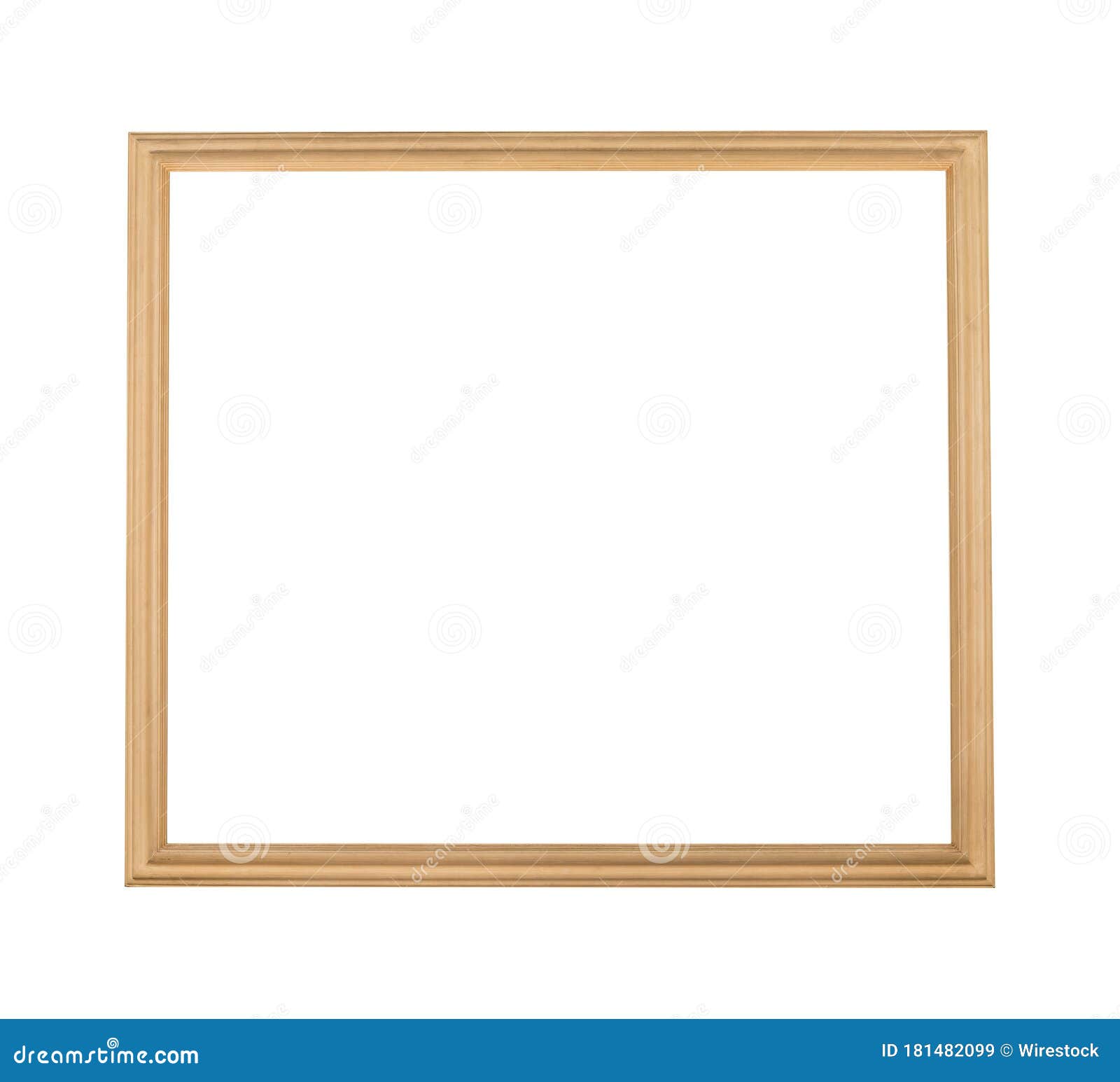 Simple Wooden Frame with Golden Borders Under the Lights Isolated on a ...