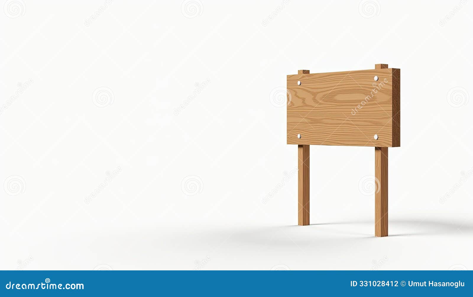 Simple Wooden Signboard with Two Posts on a Plain White Background ...