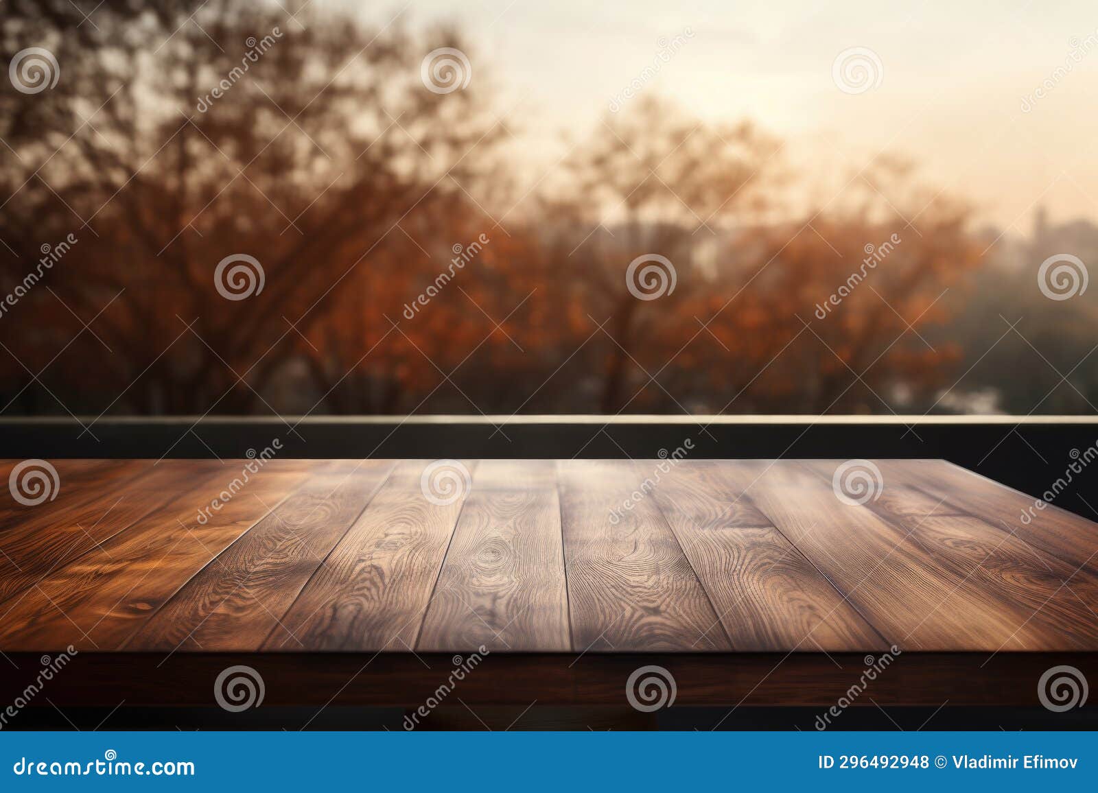 Wooden Table by Window stock photo. Image of plank, sunny - 296492948