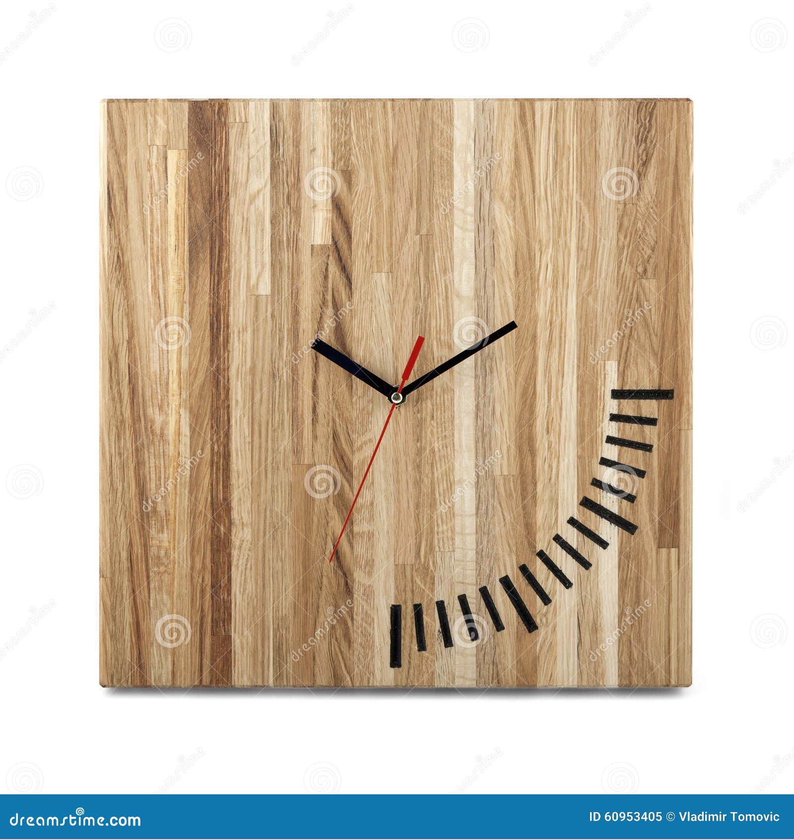 Simple Wooden Wall Watch - Square Clock on White Stock Image - Image of ...