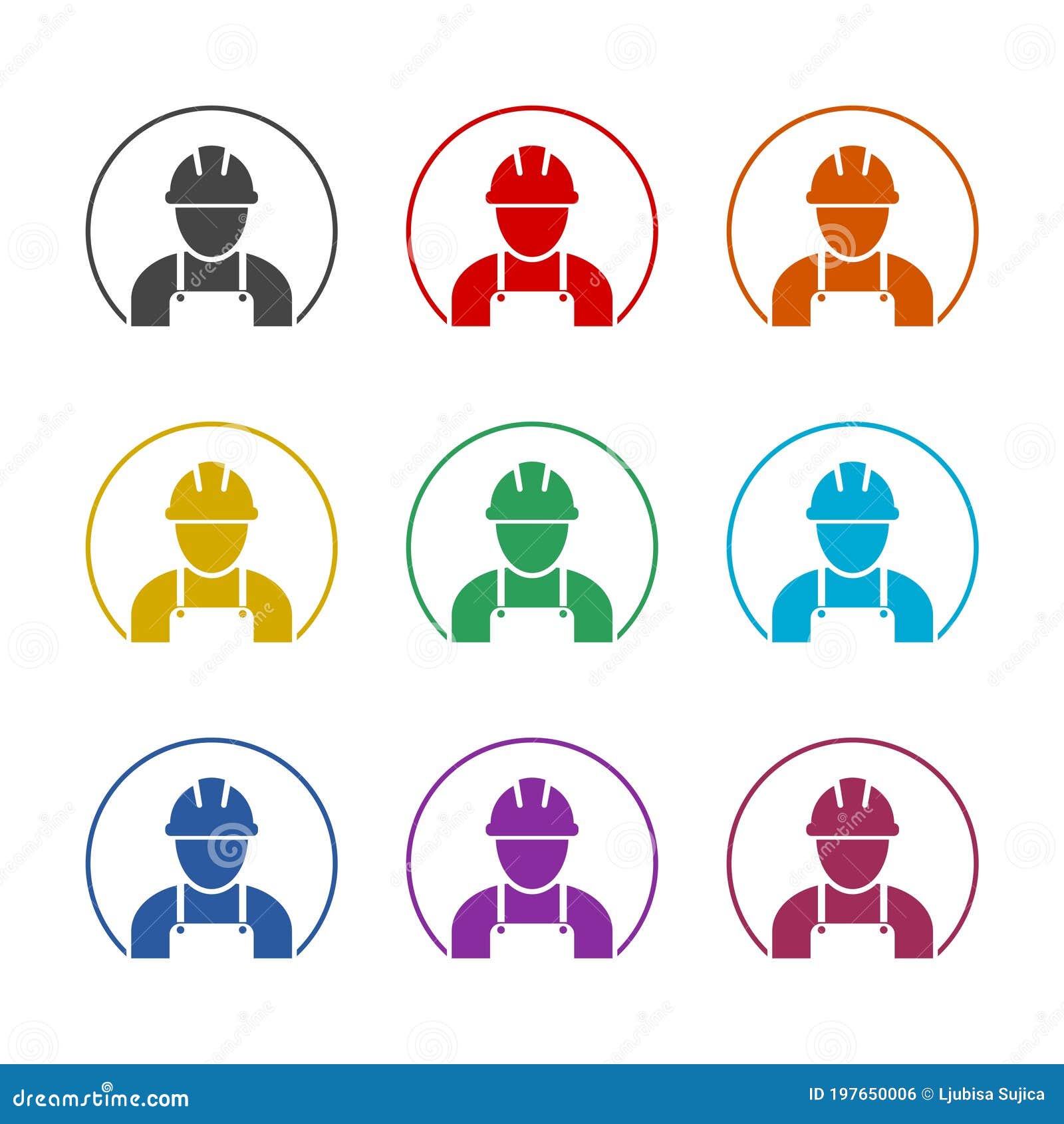 Simple Worker Circle Icon, Color Set Stock Vector - Illustration of ...
