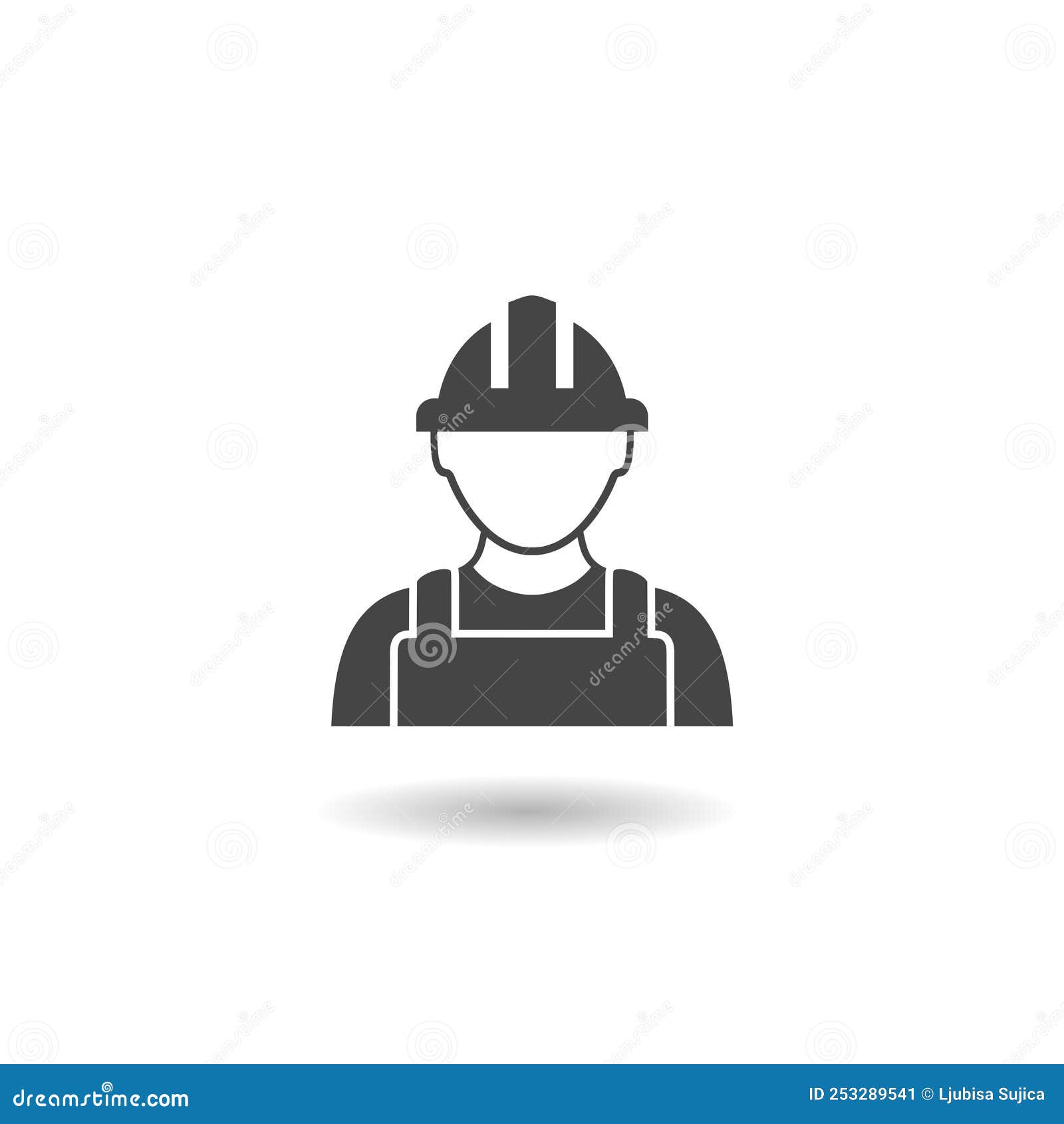 Simple Worker Icon with Shadow Stock Vector - Illustration of button ...