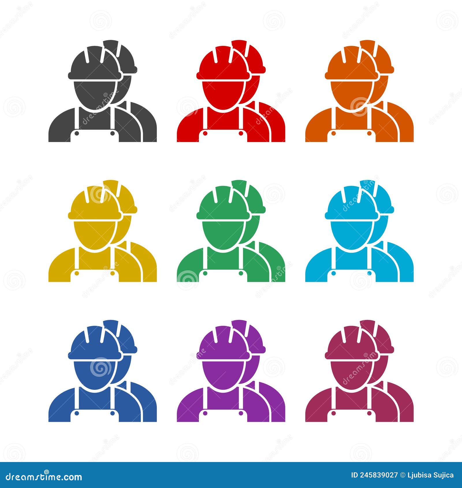 Simple Workers Icon Color Set Stock Vector - Illustration of line ...