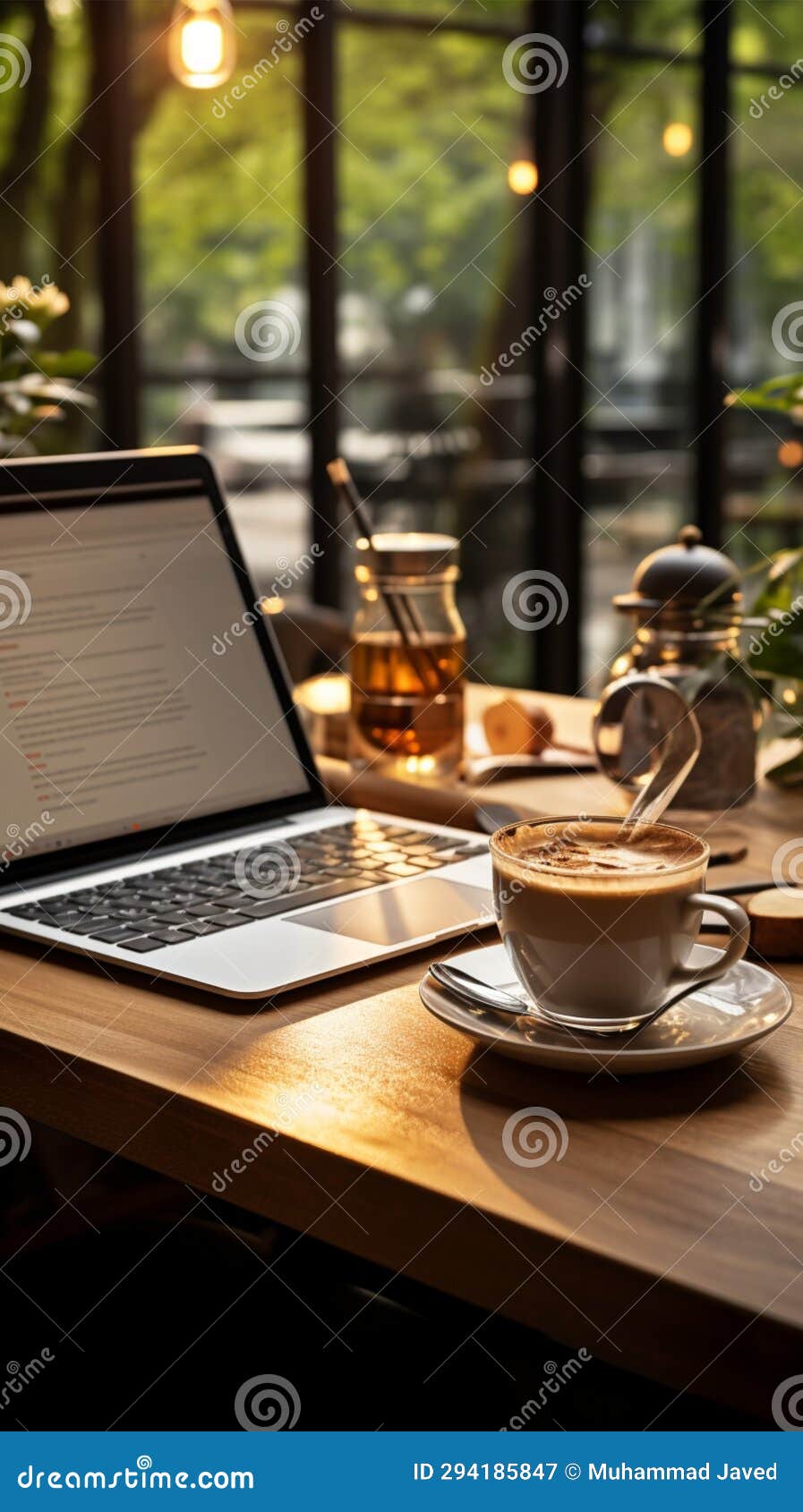 Simple Workspace with Laptop, Coffee, and Notebook Stock Illustration ...