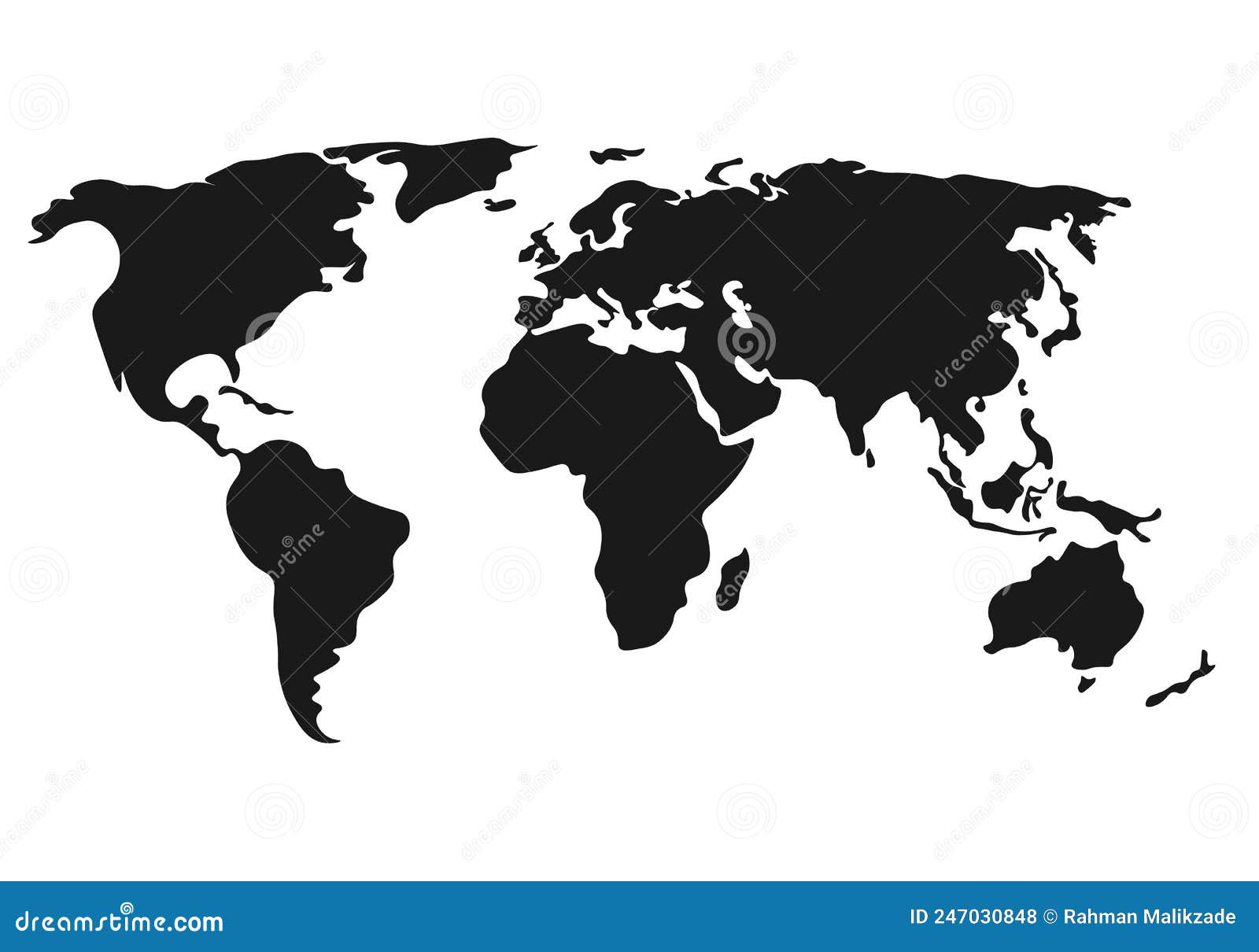 Simple World Map in Flat Style Isolated on White Background. Vector ...