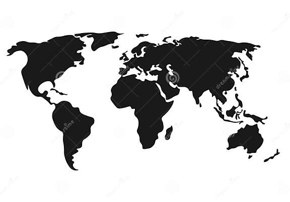 Simple World Map in Flat Style Isolated on White Background. Vector ...
