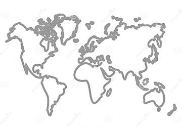 Simple World Map in Flat Style Stock Vector - Illustration of atlantic ...