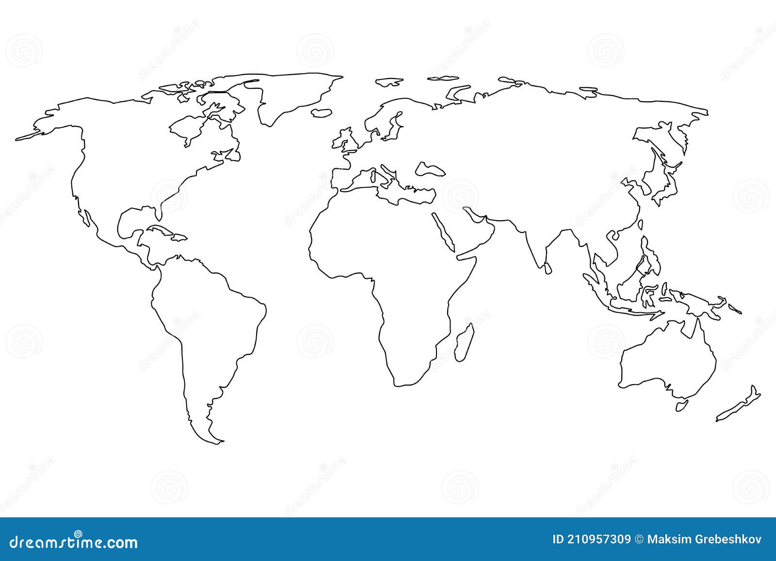 Simple World Map. Vector Sign on White Background for Your Design Stock ...