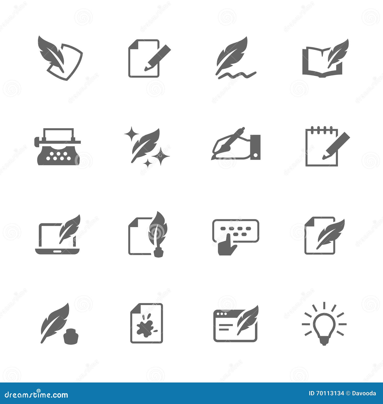 Simple Writing icons stock vector. Illustration of poetry - 70113134