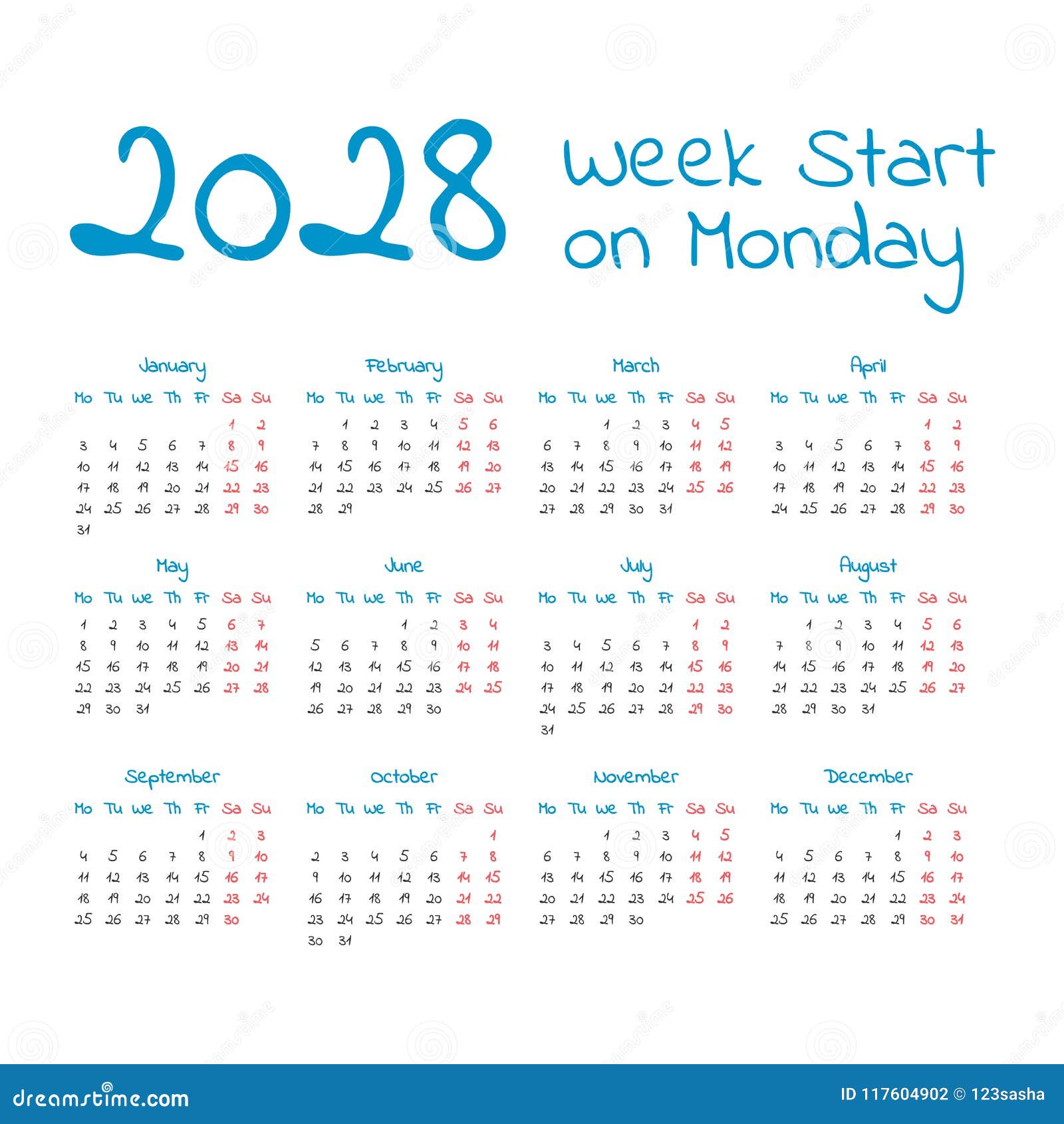 Simple 2028 Year Calendar Vector Illustration | CartoonDealer.com #88311678 Simple 2028 Year Calendar Vector Illustration | CartoonDealer.com #88311678