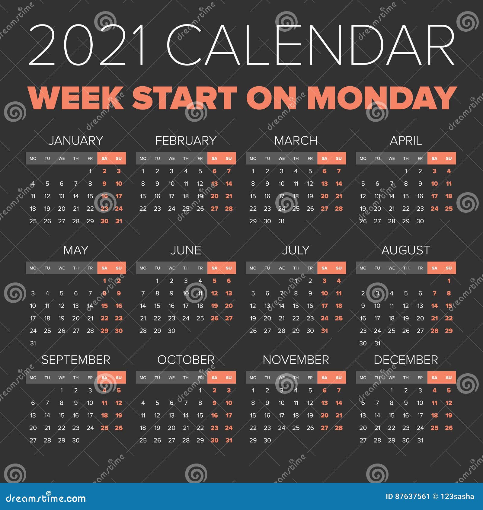Simple 2021 year calendar stock vector. Illustration of element - 87637561 Simple 2021 year calendar stock vector. Illustration of element - 87637561