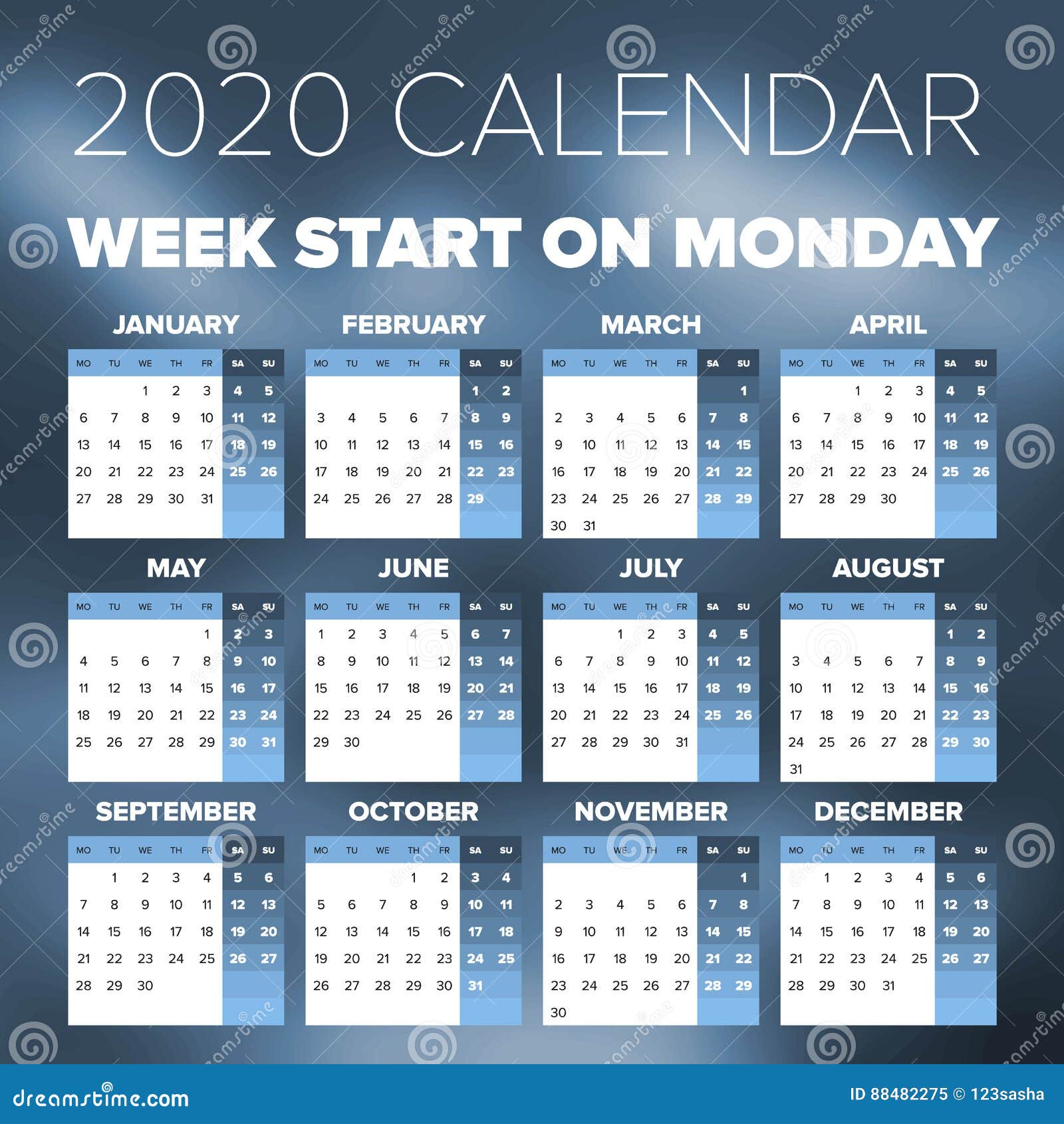 Simple 2020 year calendar stock vector. Illustration of organizer ... Simple 2020 year calendar stock vector. Illustration of organizer ...