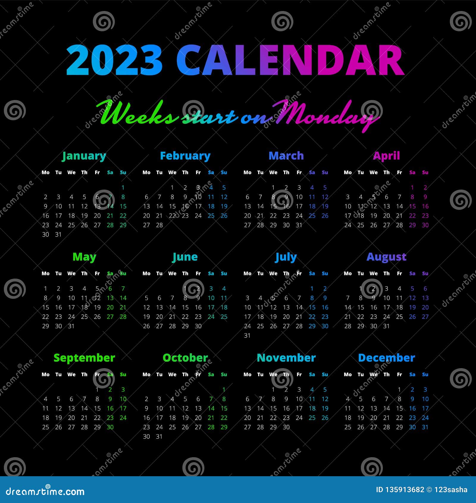 Simple 2023 Year Calendar Vector Illustration | CartoonDealer.com #80462266