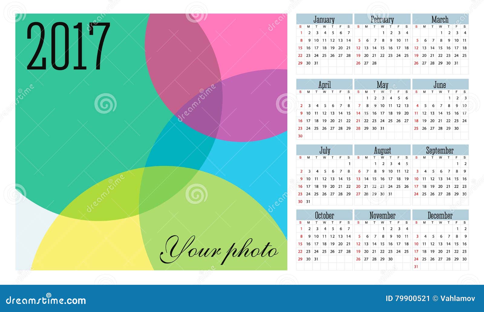Simple 2017 Year Vector Calendar Stock Vector - Illustration of ...