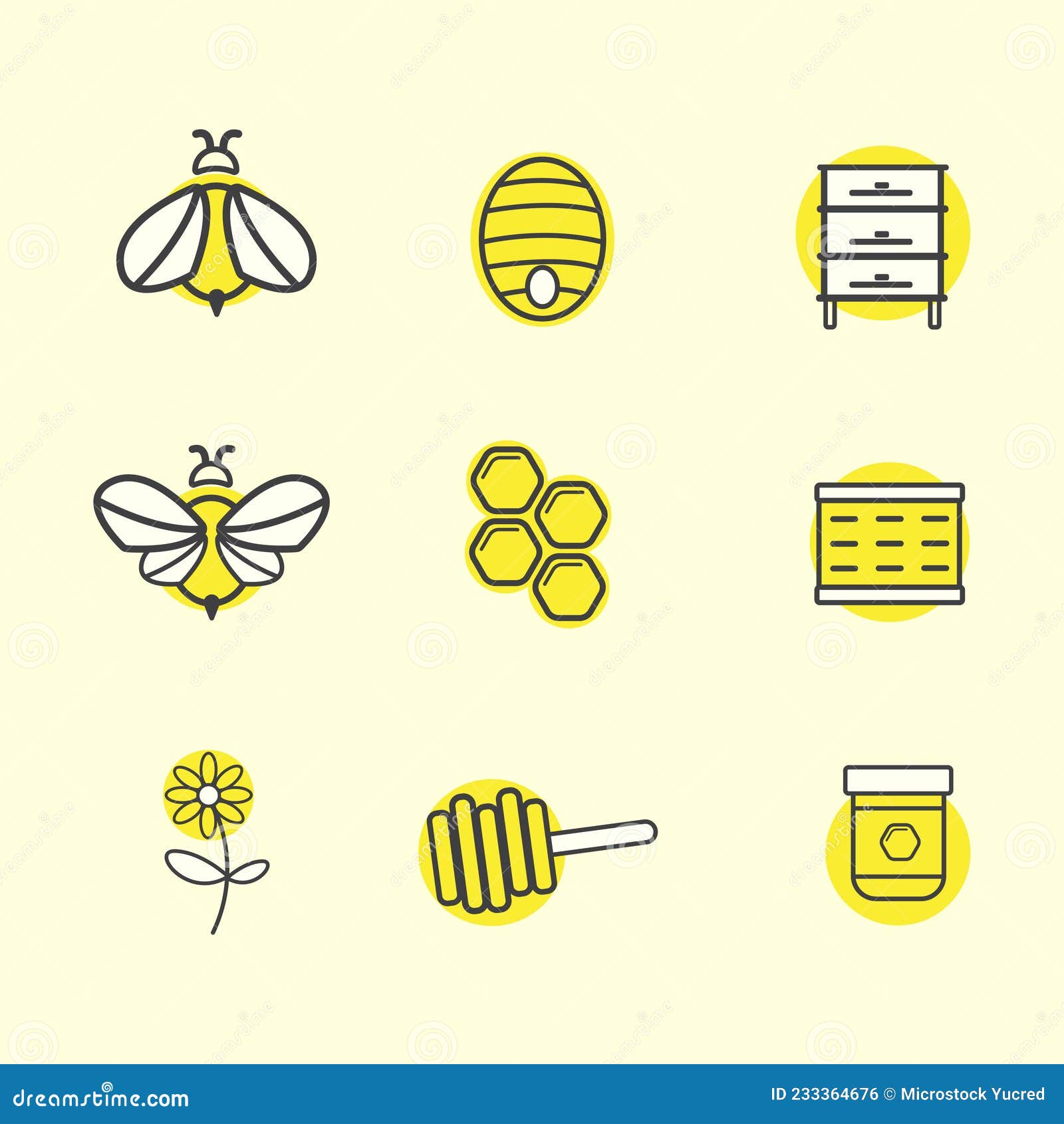 Simple Yellow Bee and Honey Vector Bundle, Perfect for Illustration and ...