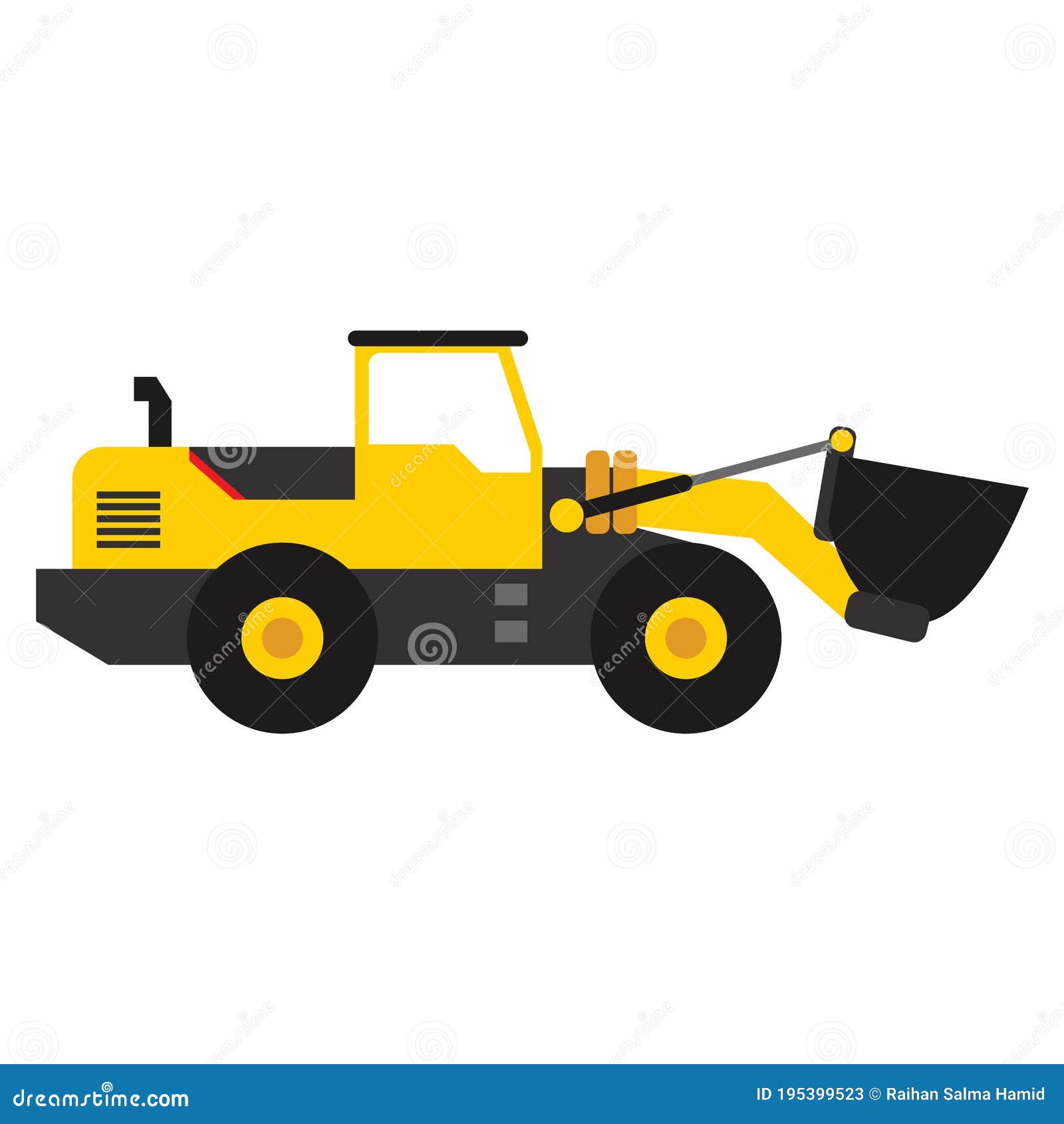 Simple Yellow Black Wheel Loader Vector Illustration Stock Vector ...