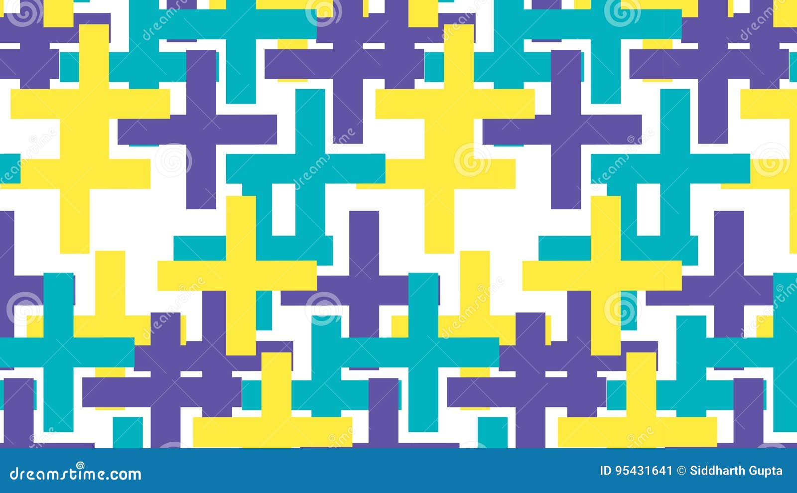 Simple Yellow Blue and Purple Plus Sign Pattern Stock Illustration ...