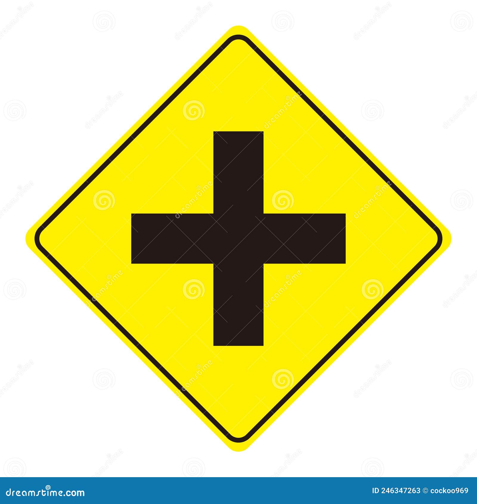 Simple Yellow Crossroads Sign Stock Illustration - Illustration of ...