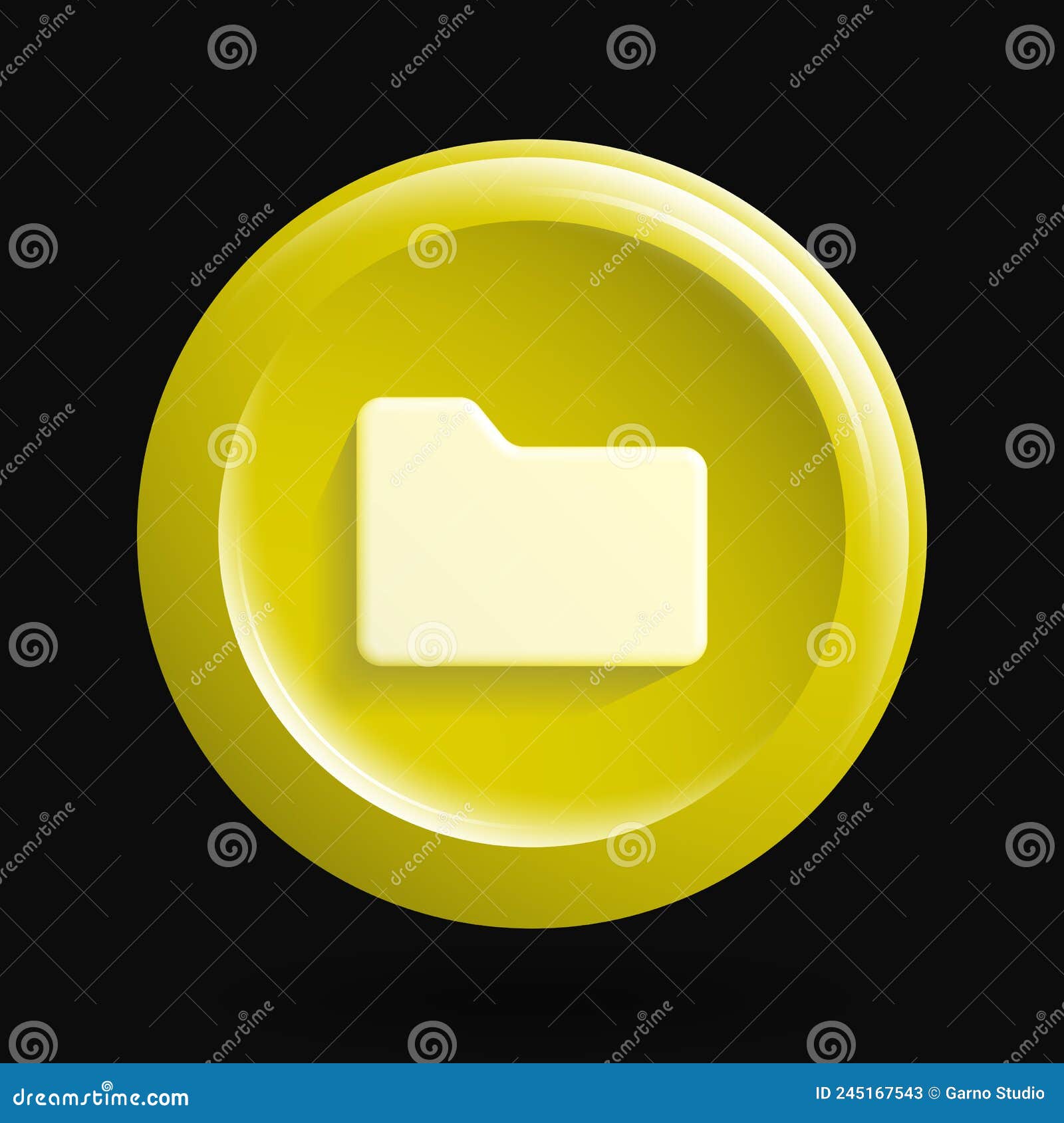Simple Yellow Folder Icon. 3d File Manager Button Stock Vector ...
