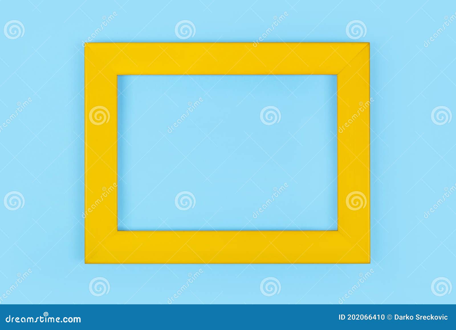 Simple Yellow Frame on Pastel Blue Background Stock Photo - Image of ...