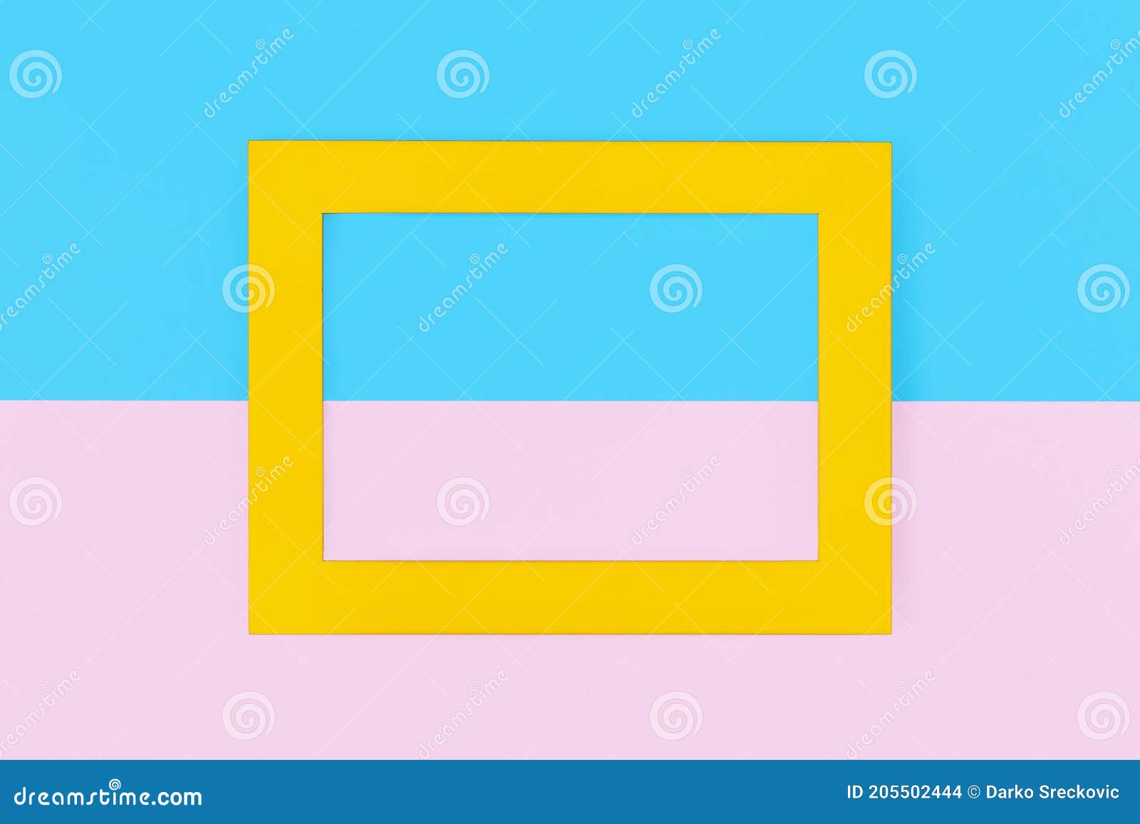 Simple Yellow Frame on Pastel Pink and Blue Background Stock Photo ...