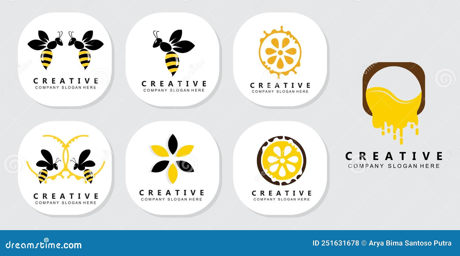 Simple Yellow Honey Bee Free Icon Vector Logo Stock Vector ...