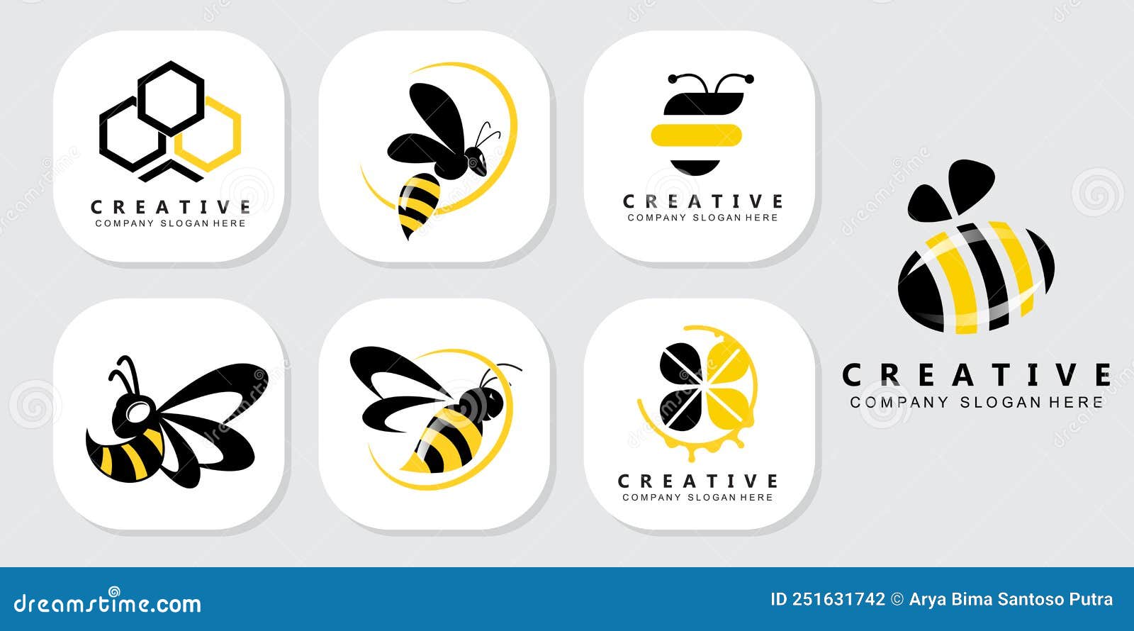 Simple Yellow Honey Bee Free Icon Vector Logo Stock Vector ...