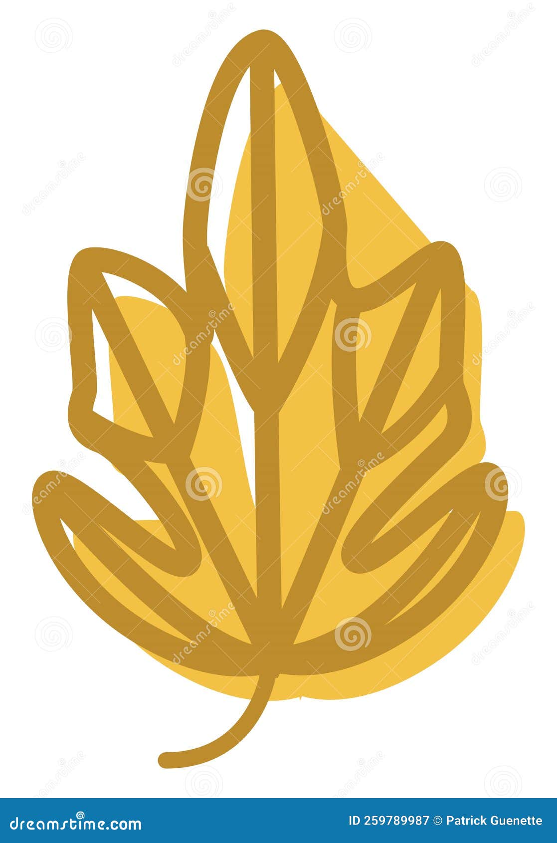 Simple yellow leaf, icon stock vector. Illustration of white - 259789987