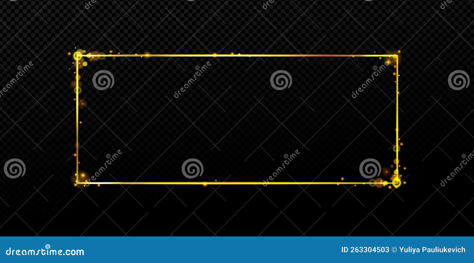 Simple Yellow Rectangular Frame with Sparkles Png Stock Vector ...