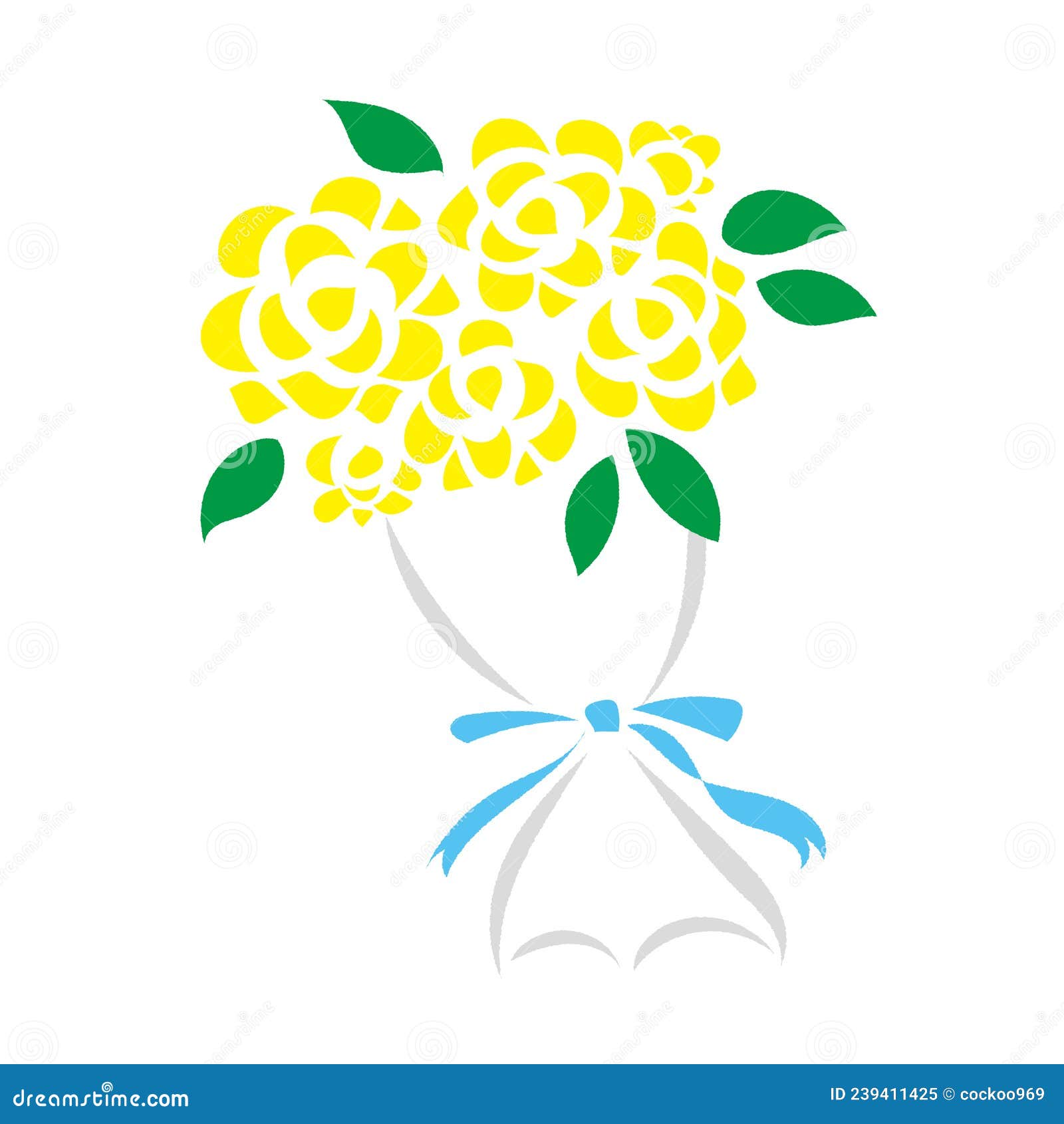 A Simple Yellow Rose Bouquet Stock Vector - Illustration of rose ...