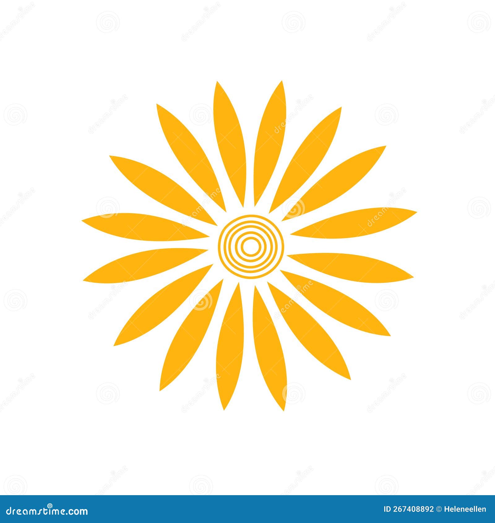 Simple Yellow Sun Vector Flat Illustration with Round Shape Middle ...