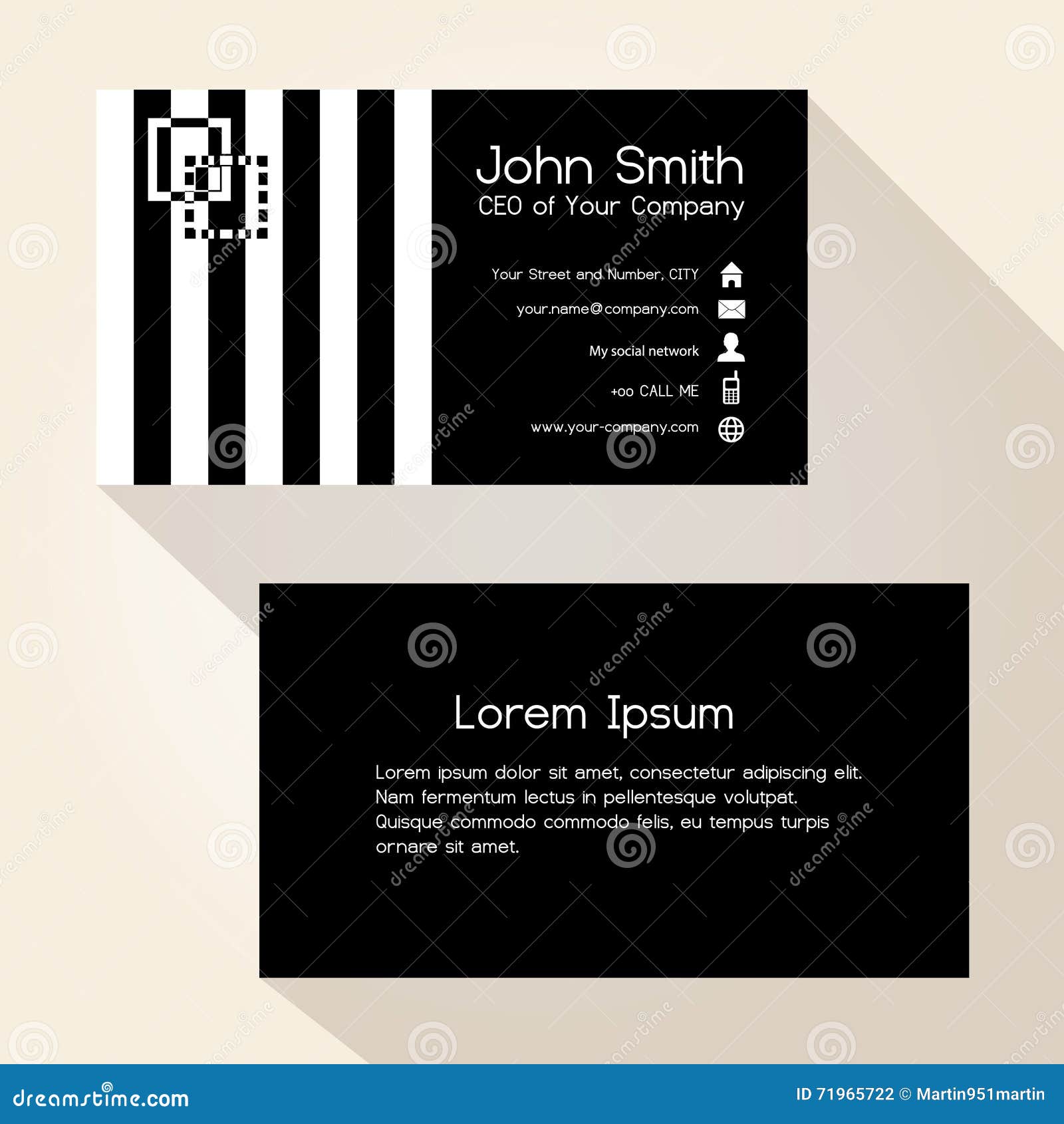 Simple Zebra Stripes Black Business Card Design Stock Illustration ...