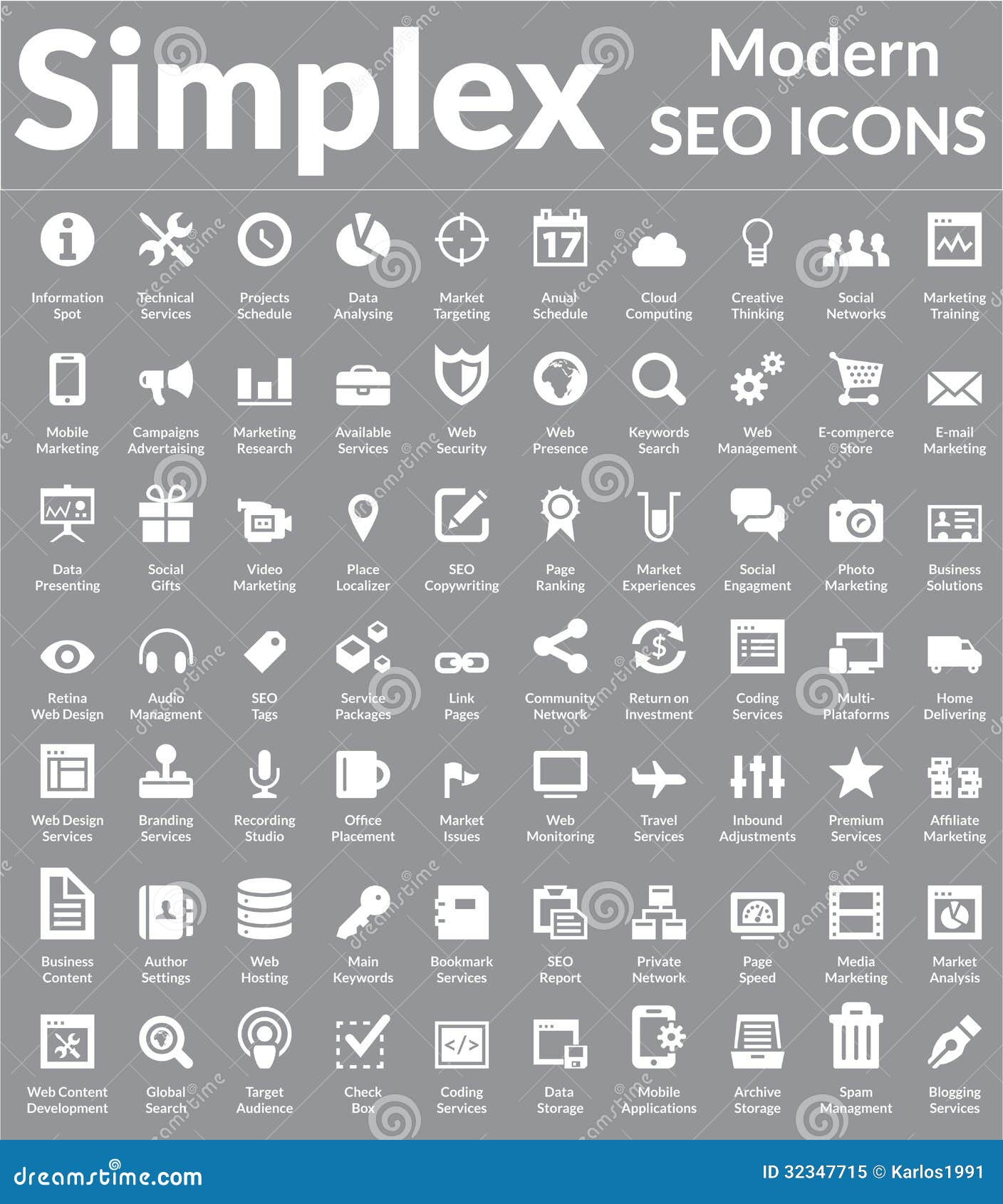 Simplex - Modern SEO Icons (Light Version) Stock Vector - Illustration ...