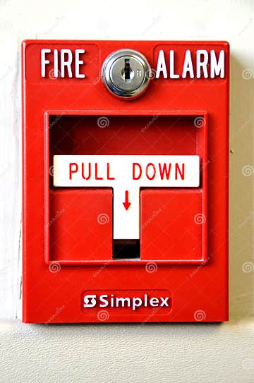 Simplex Pull Down Fire Alarm Editorial Stock Image - Image of school ...