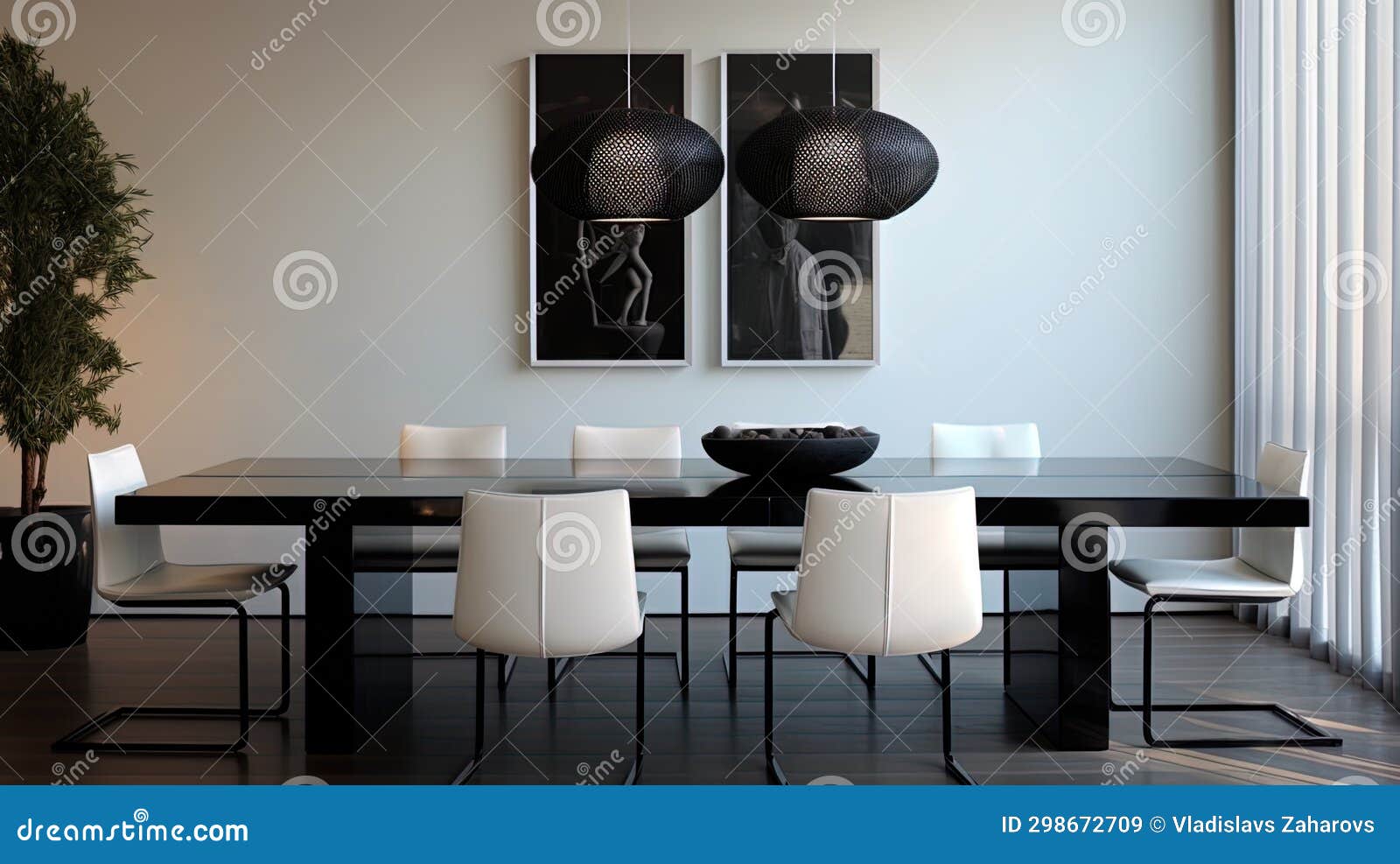 Simplicity in the Dining Room: a Black Table and White Chairs in the ...