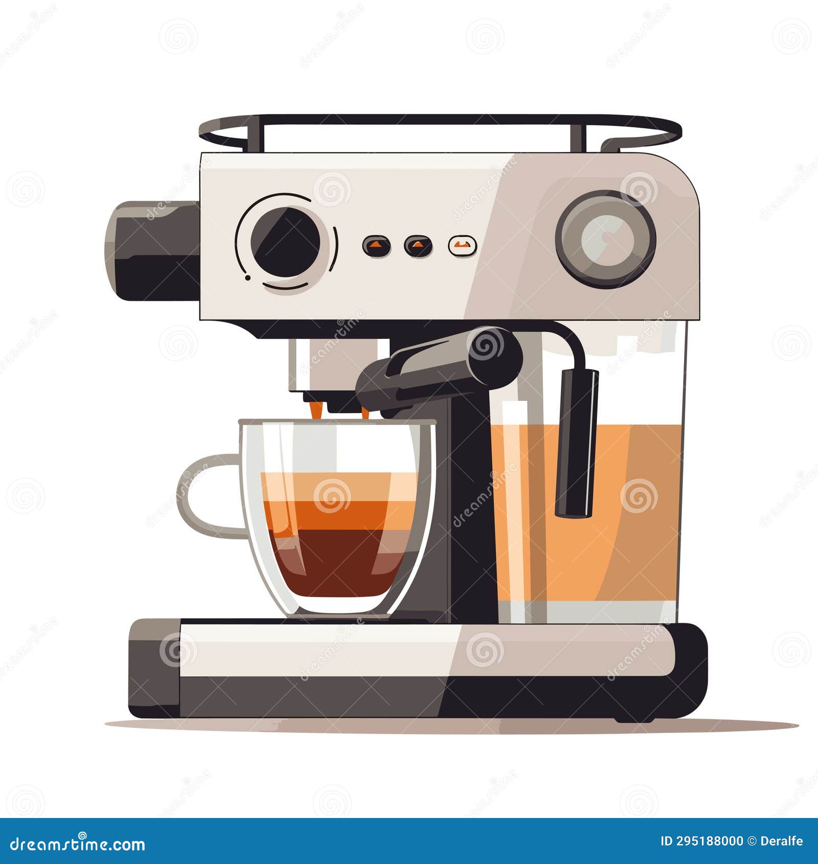 Simplicity in Every Sip: Flat Style Coffee Machine Illustration Stock ...