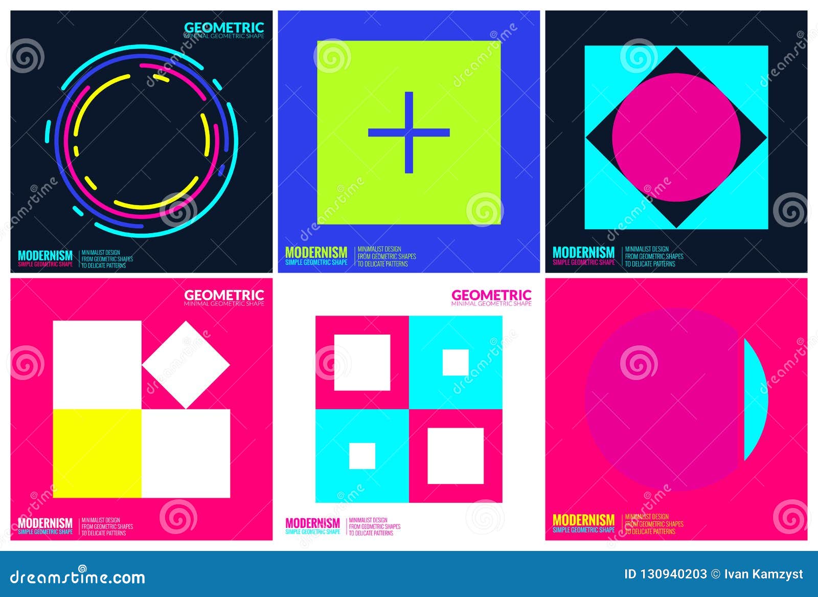 Simplicity Geometric Design Set Clean Lines and Colorful Forms Stock ...