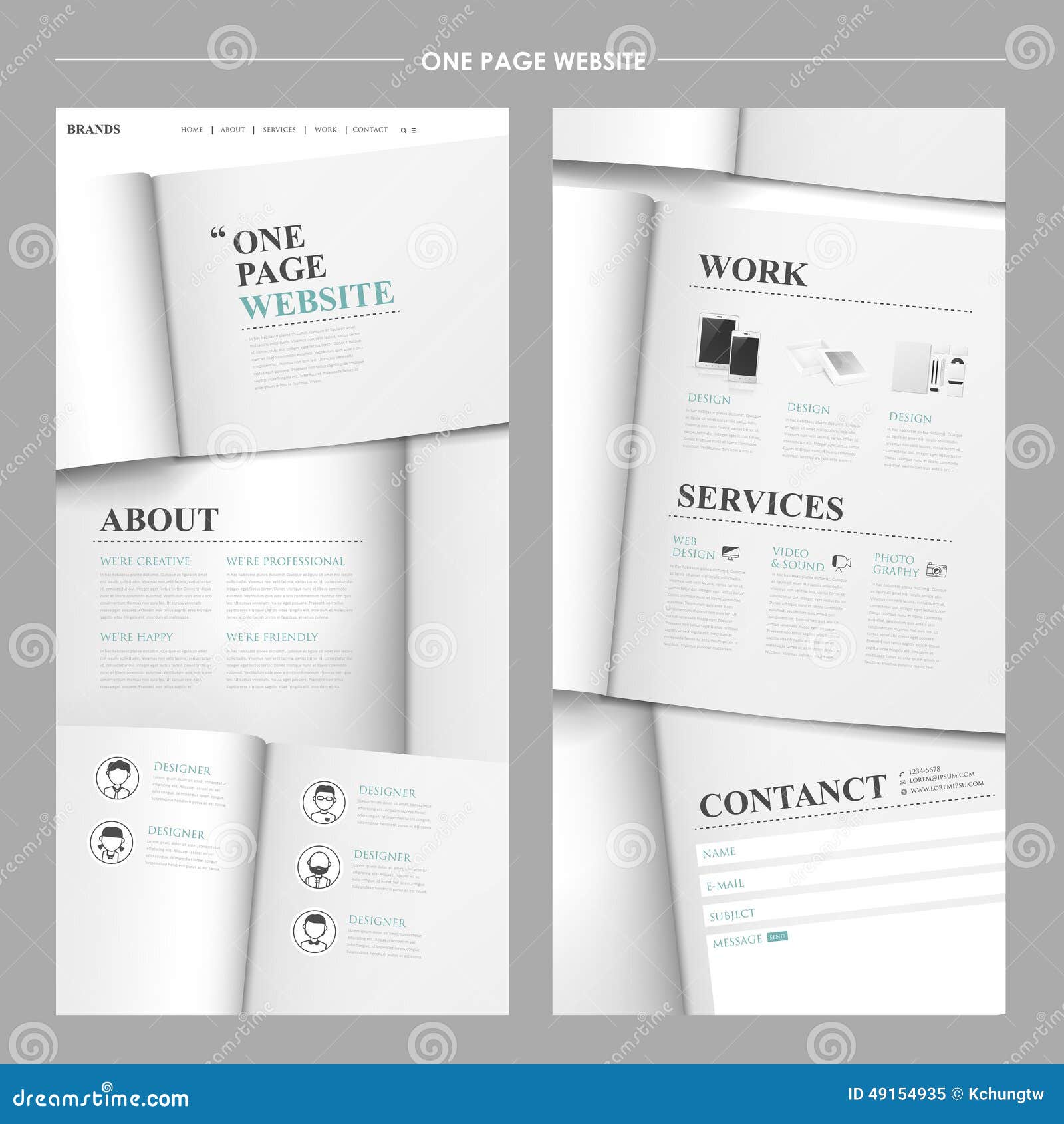 Simplicity One Page Website Template Design Cartoon Vector ...