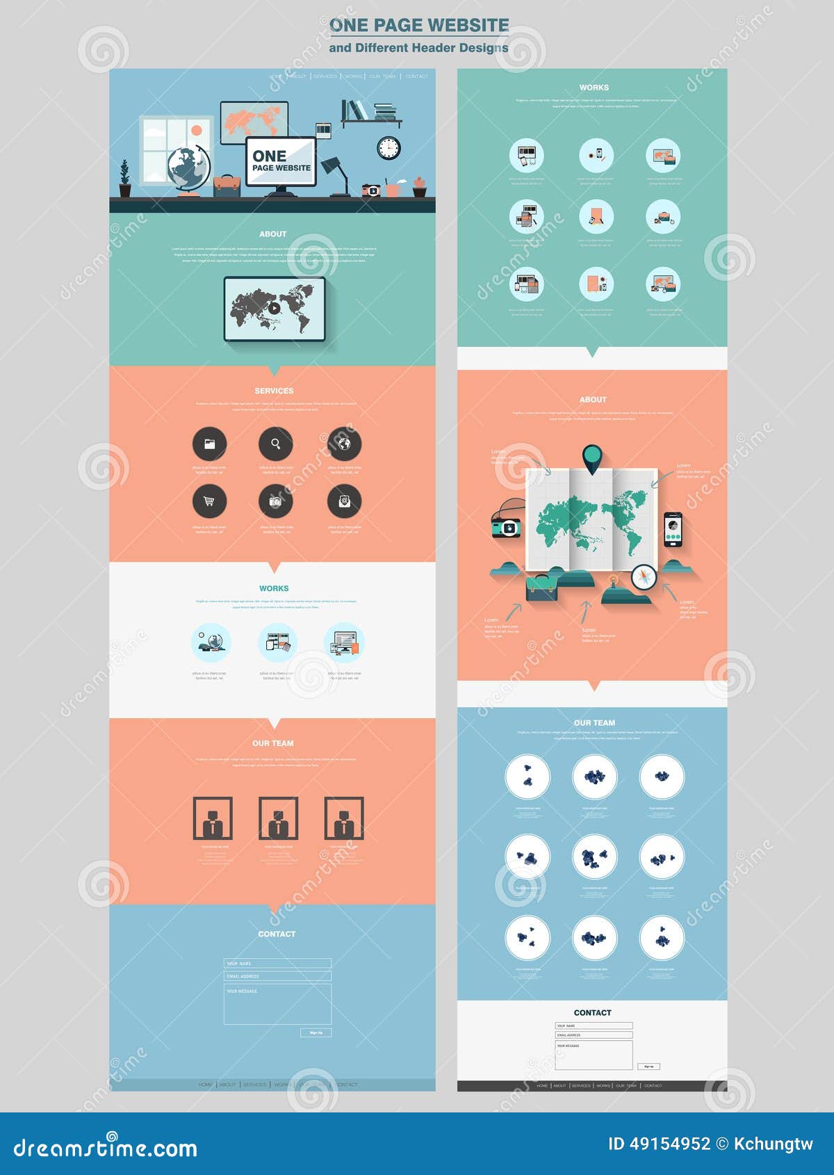 Simplicity One Page Website Design Template Stock Vector - Illustration ...