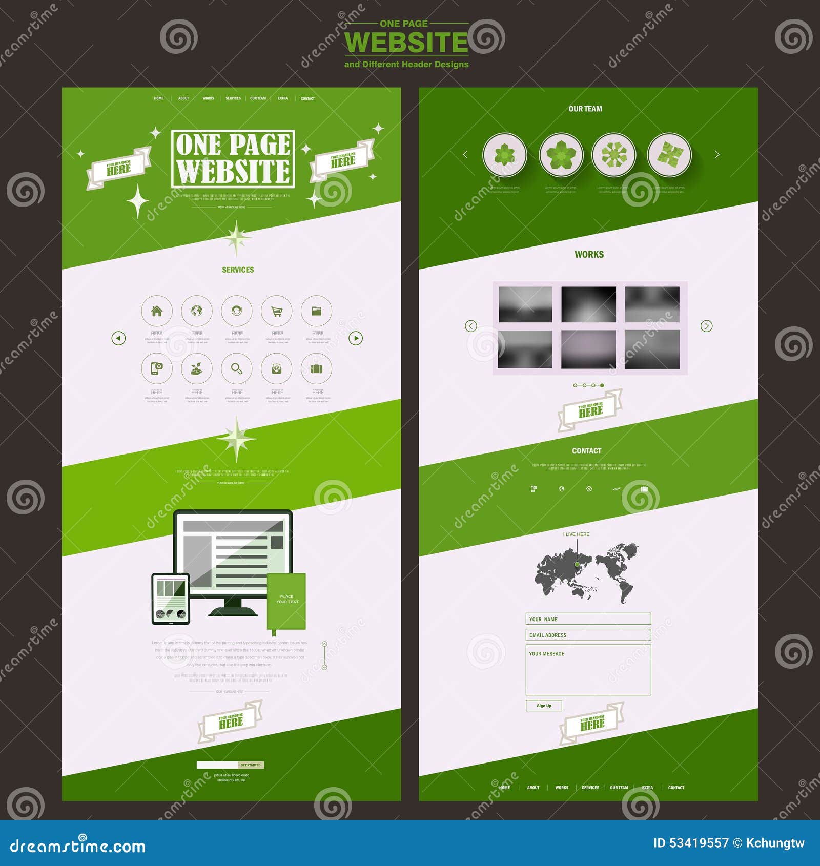 Simplicity One Page Website Template Design Stock Vector - Illustration ...