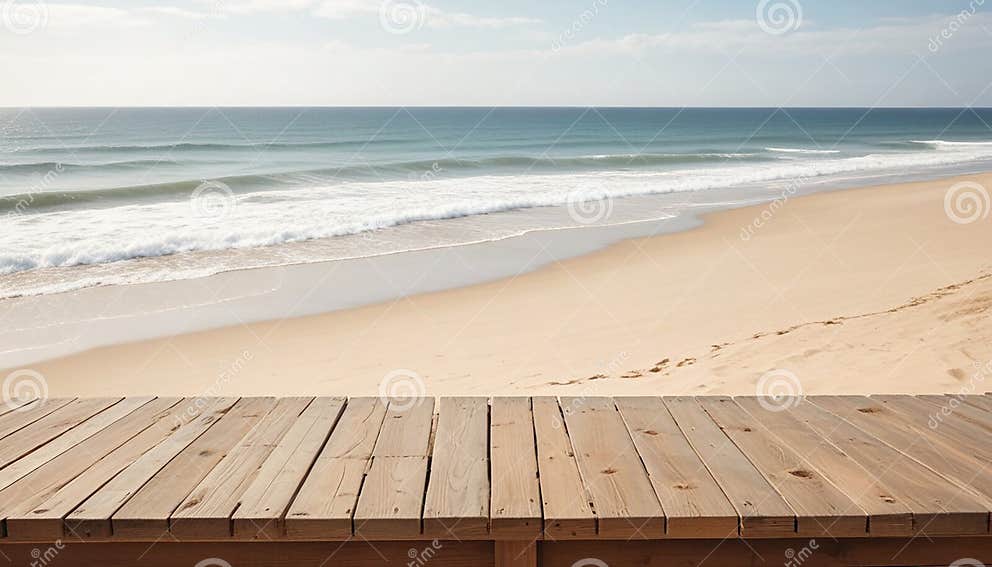 Simplicity by the Shore: an Empty Desk and Endless Possibilities Stock ...