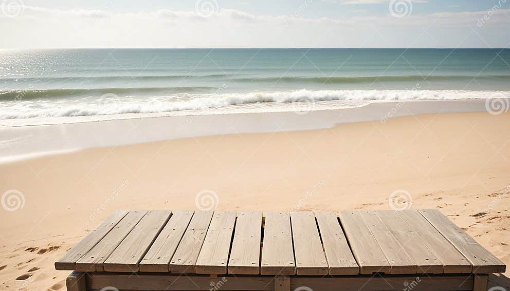 Simplicity by the Shore: an Empty Desk and Endless Possibilities Stock ...