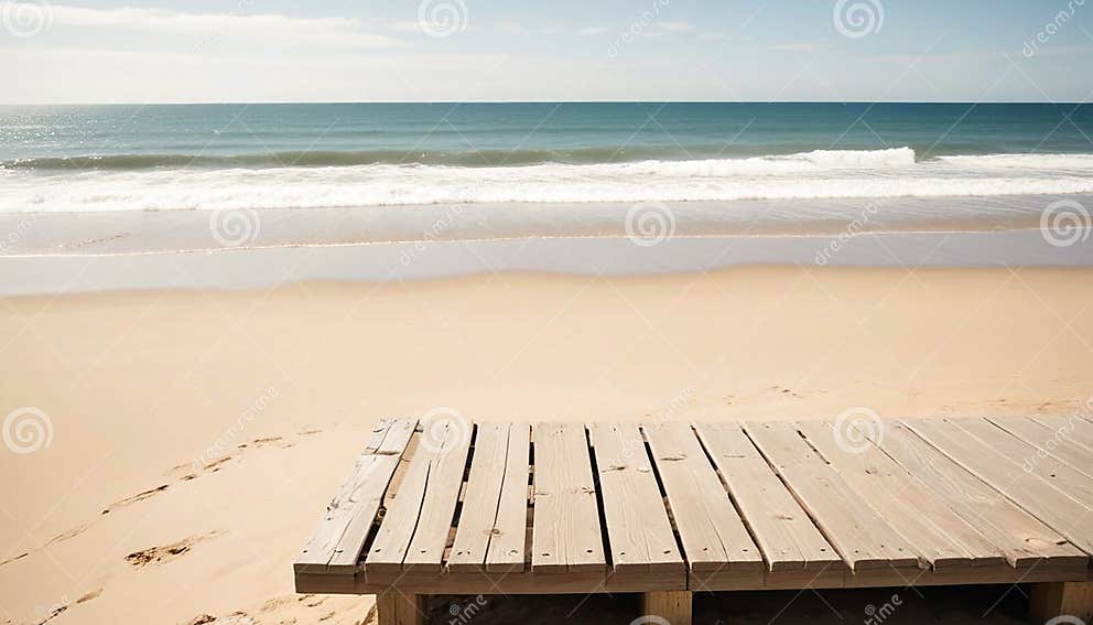 Simplicity by the Shore: an Empty Desk and Endless Possibilities Stock ...
