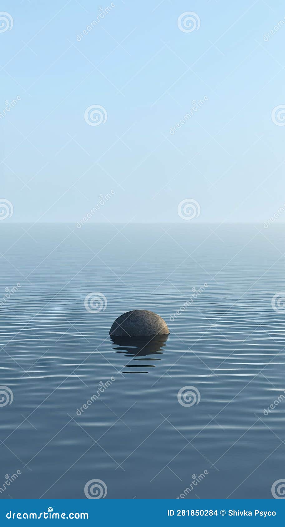 The Simplicity of a Single Stone Floating in the Sea Stock Illustration ...